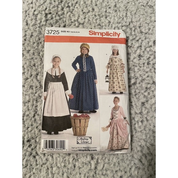 Simplicity | Art | Simplicity 3725 Andrea Schewe Girls Prairie Colonial ...
